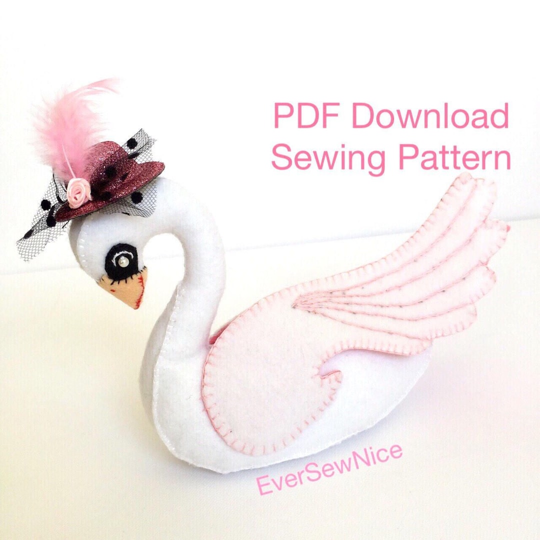 Felt Swan Sewing Pattern, Tutorial, Felt Plushie , Toy Swan ...