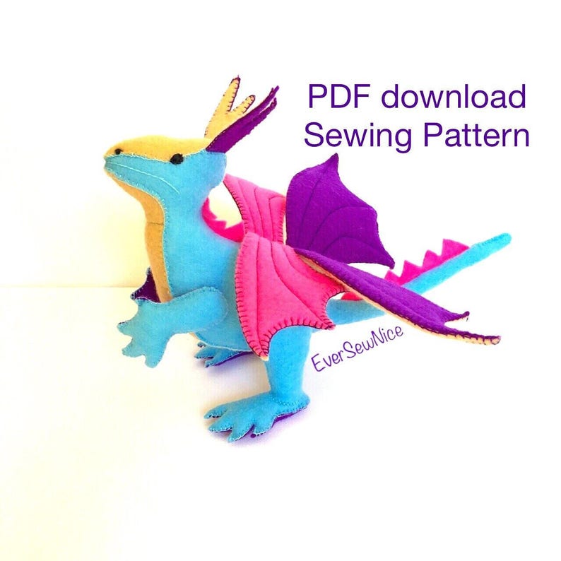 Felt Dragon Sewing Pattern: 3D Plushie DIY Project (PDF Download) - Etsy