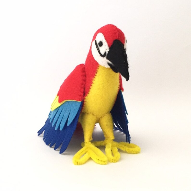 Felt Parrot Felt Macaw Sewing Pattern Plushie Felt Parrot - Etsy