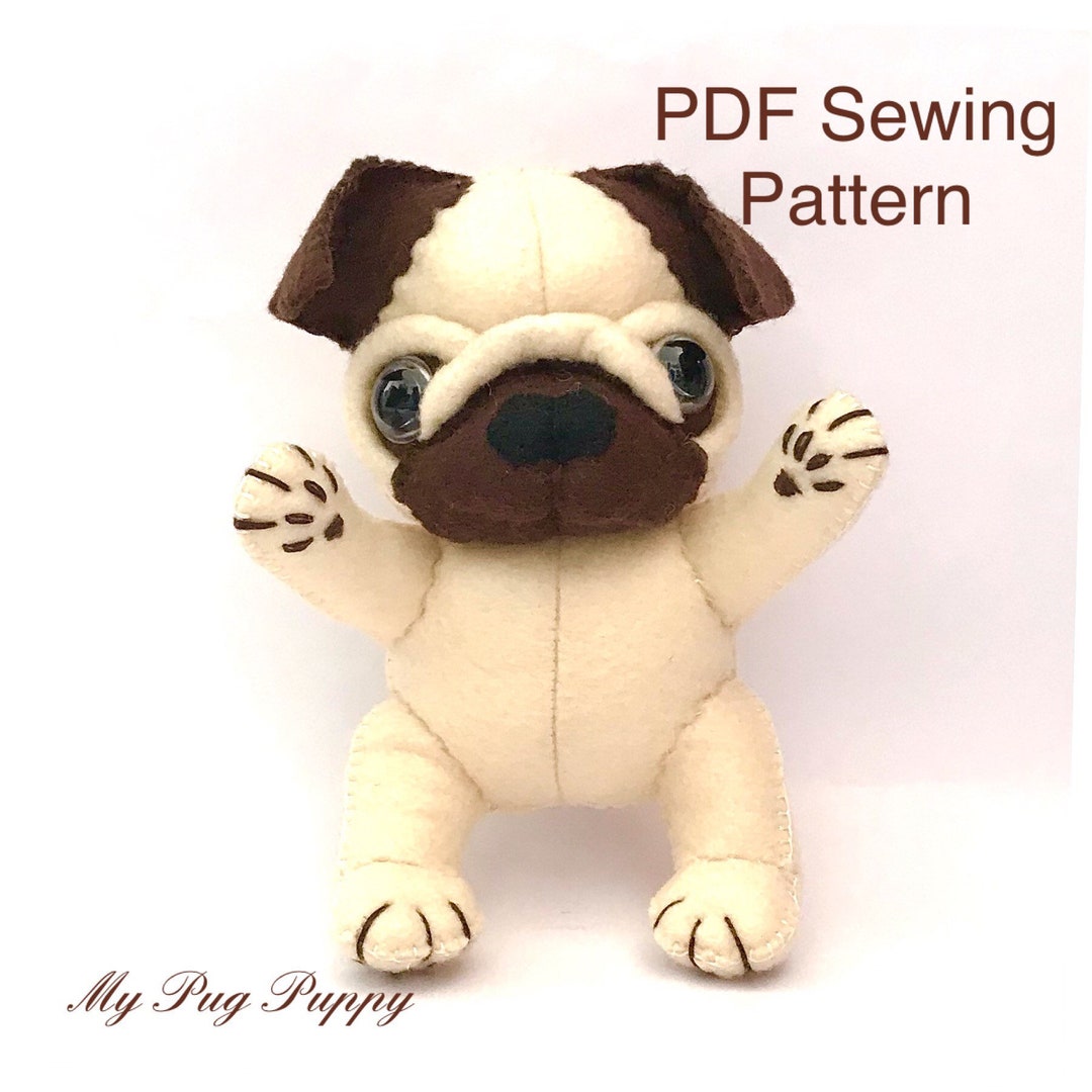 Felt Pug Puppy PDF Sewing Pattern, Kidsroom Decor, Gift for Kids, Felt ...