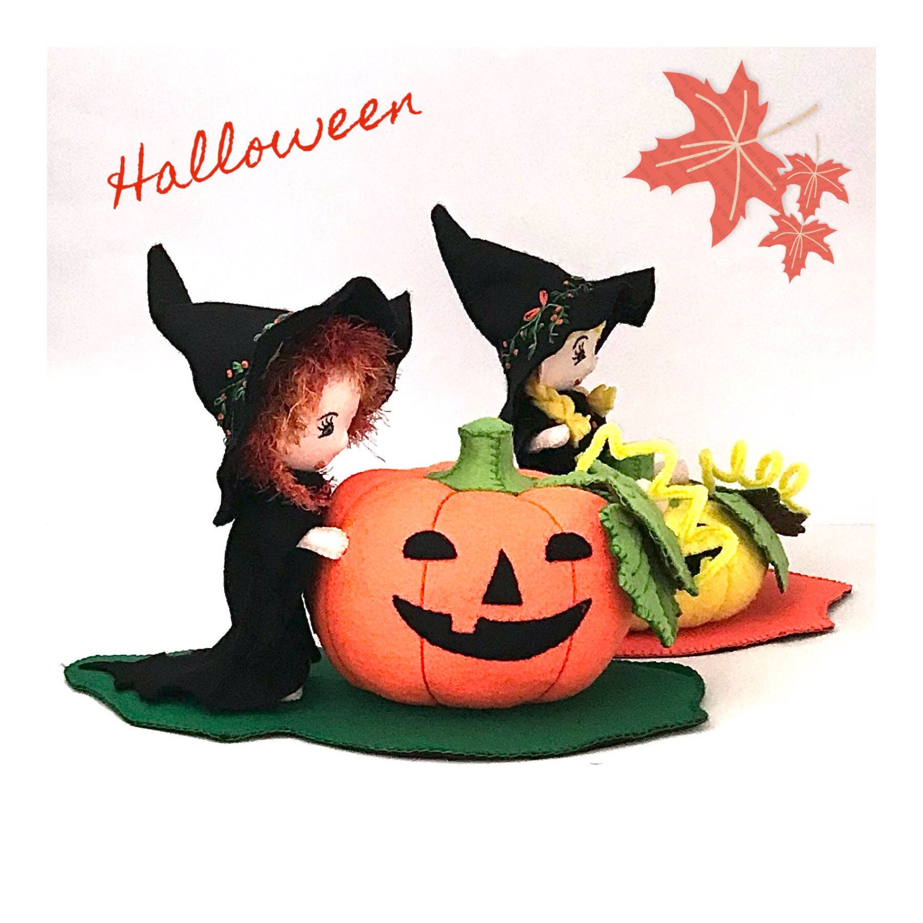 Felt Halloween Display Sewing Pattern Witch Pumpkin | Etsy