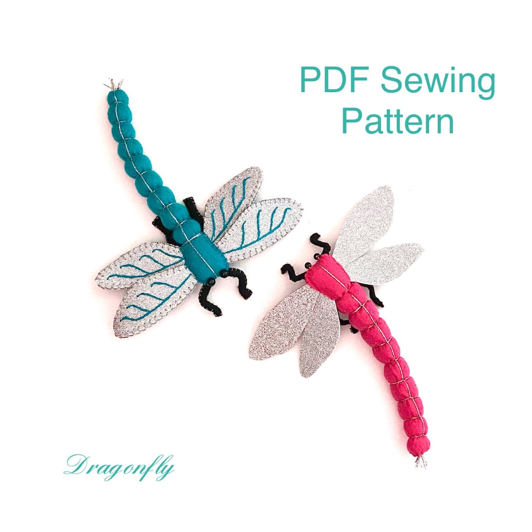 Felt Dragonfly - Sewing Pattern , Plushie, PDF Pattern, Sewing Tutorial ...