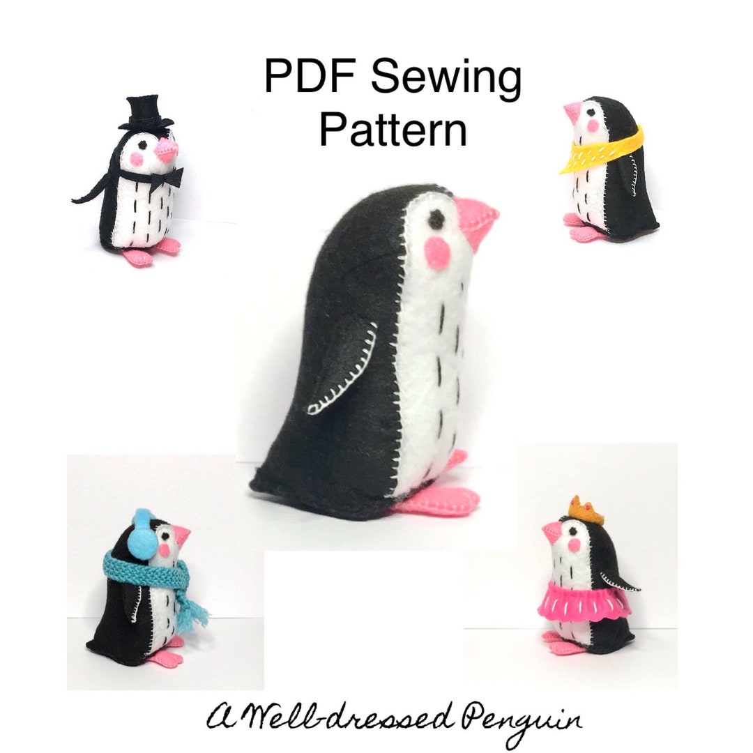 Felt Penguin Sewing Pattern, PDF, Kidsroomdecor Soft Toy, Handmade ...