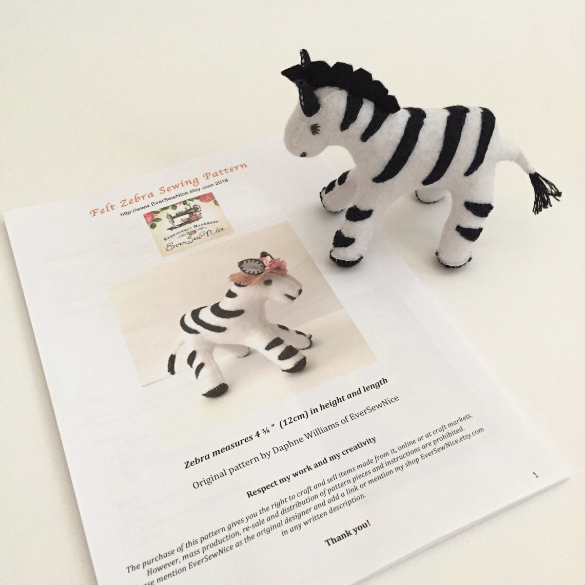 Felt Zebra Sewing Pattern Plushie Toy Tutorial | Etsy UK