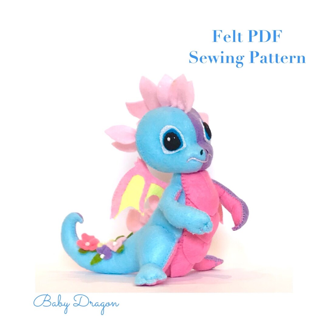 Felt Baby Dragon Sewing Pattern: Plushie Kids Room Decor (PDF Pattern ...