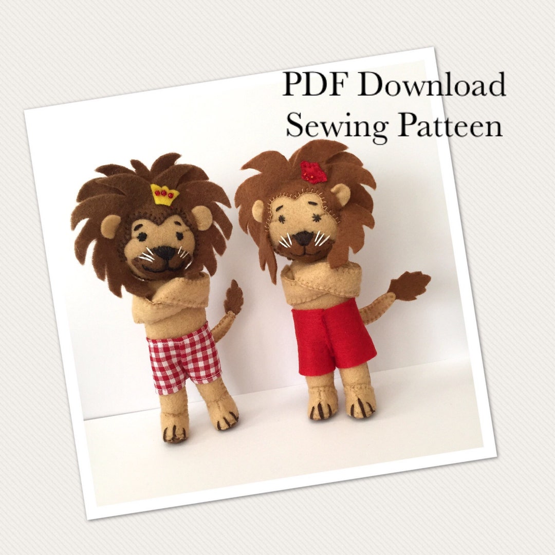 Felt Lion Sewing Pattern Lion Plushie Felt Lion Toy Lion - Etsy