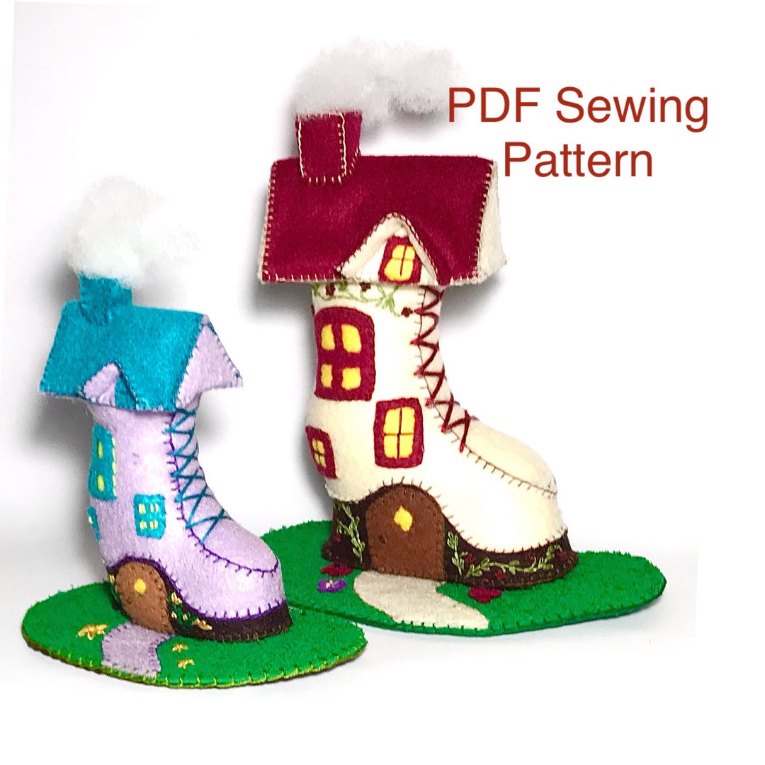 Felt PDF Boot House Sewing Pattern , Plushie, PDF Pattern, Sewing ...