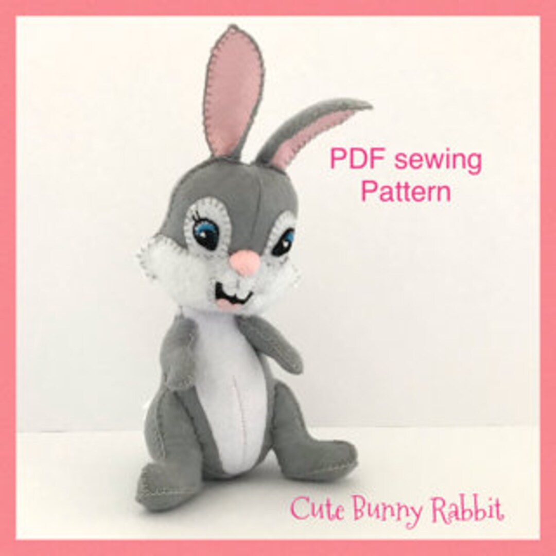 Felt Bunny PDF Sewing Pattern, Felt Bunny Rabbit, Kidsroomdecor, Bunny ...