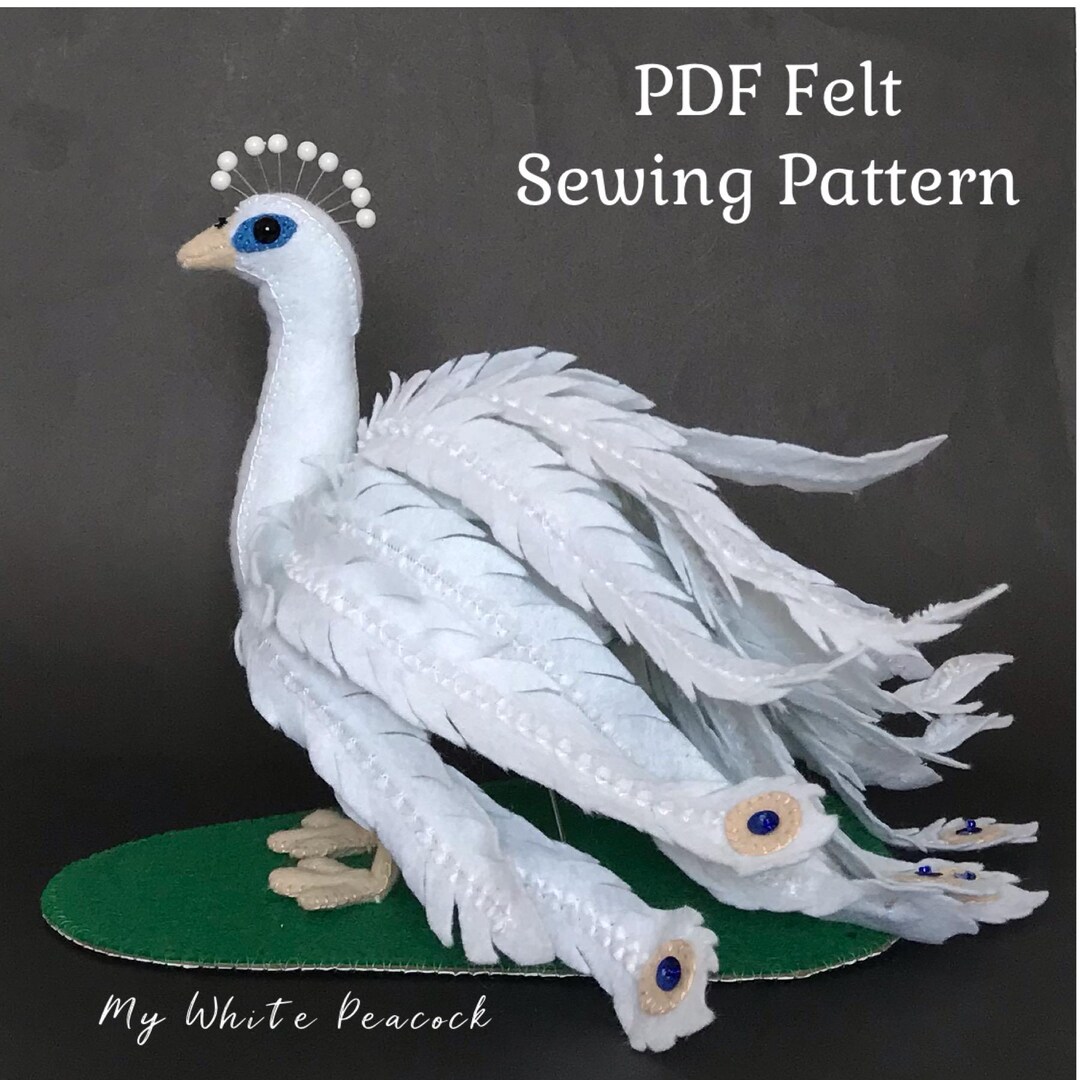 Felt White Peacock Sewing Pattern: Plush Bird PDF Tutorial (kidsroom ...