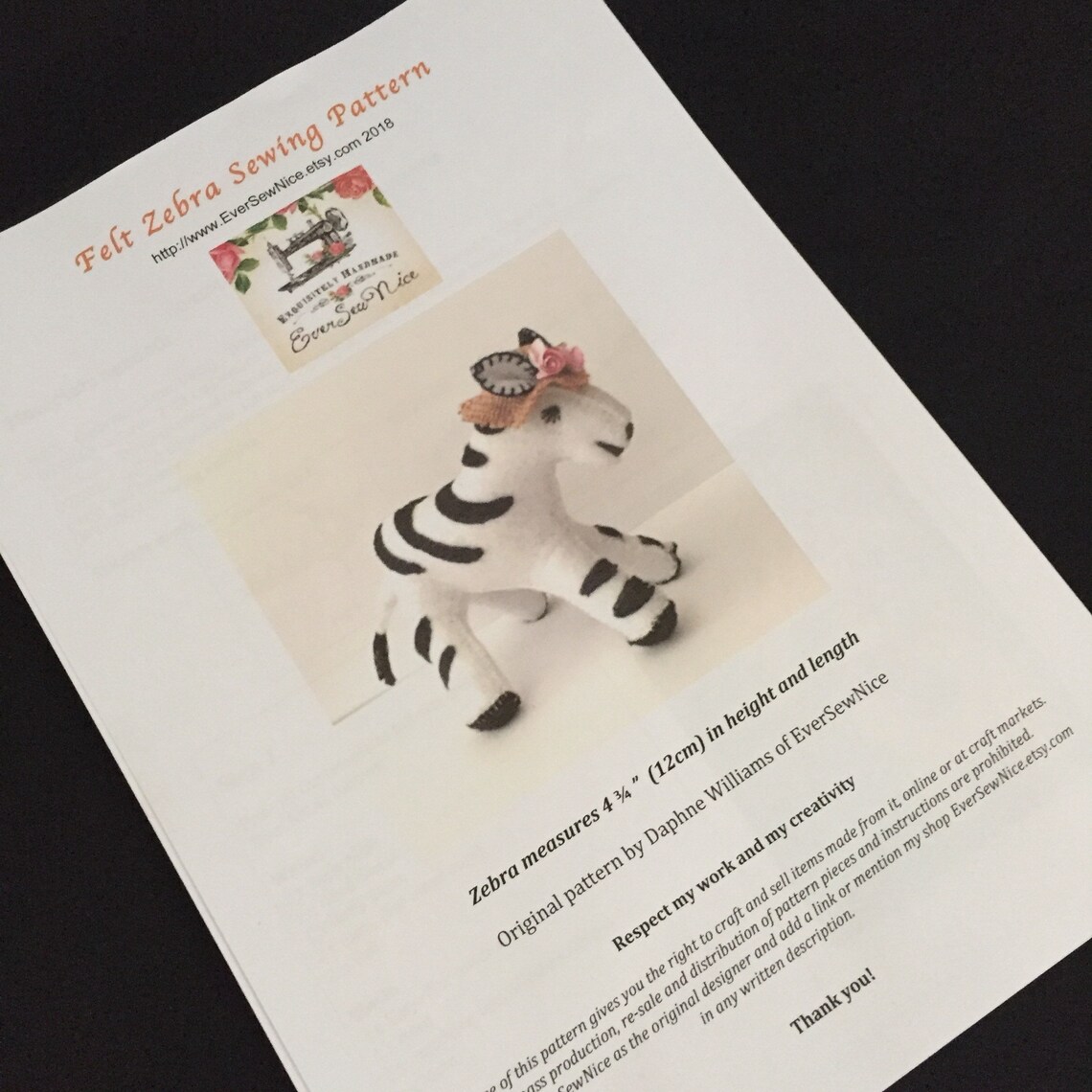 Felt Zebra Sewing Pattern Plushie Toy Tutorial | Etsy UK