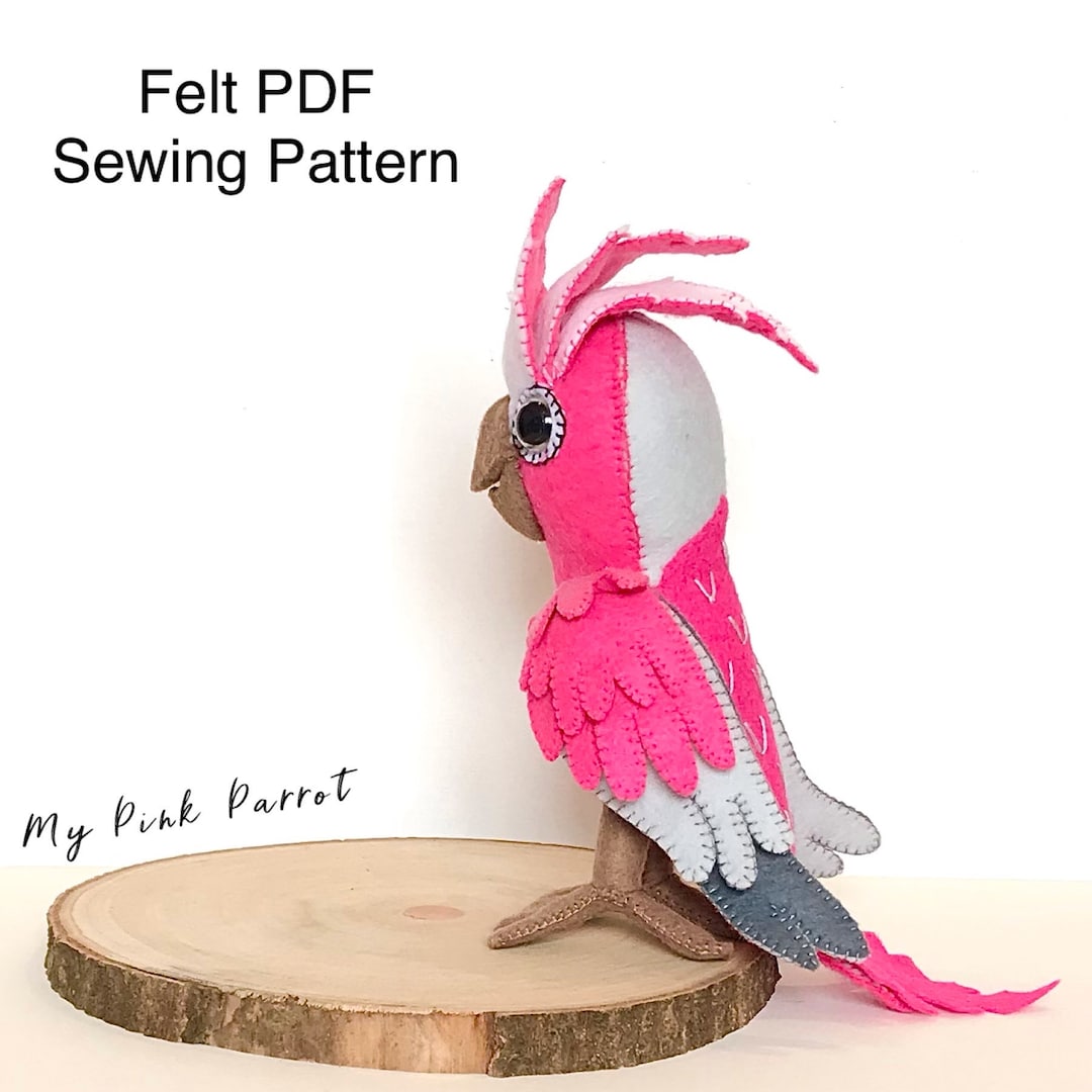 Felt 3D Pink Parrot Sewing Pattern, Plushie, Felt Plushie Parrot, Toy ...