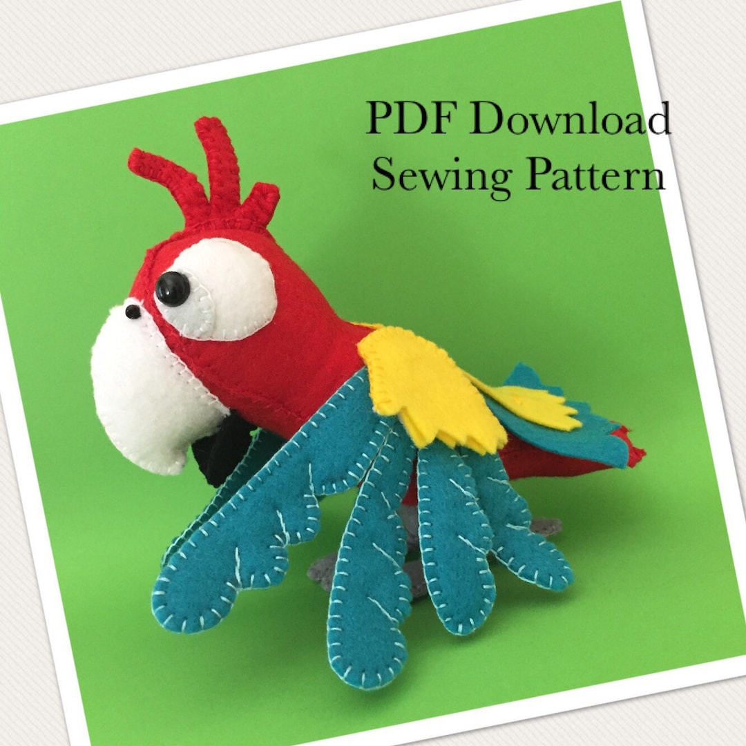 Felt Parrot Sewing Pattern, Plushie, Felt Parrot, Plushie Parrot, Toy ...