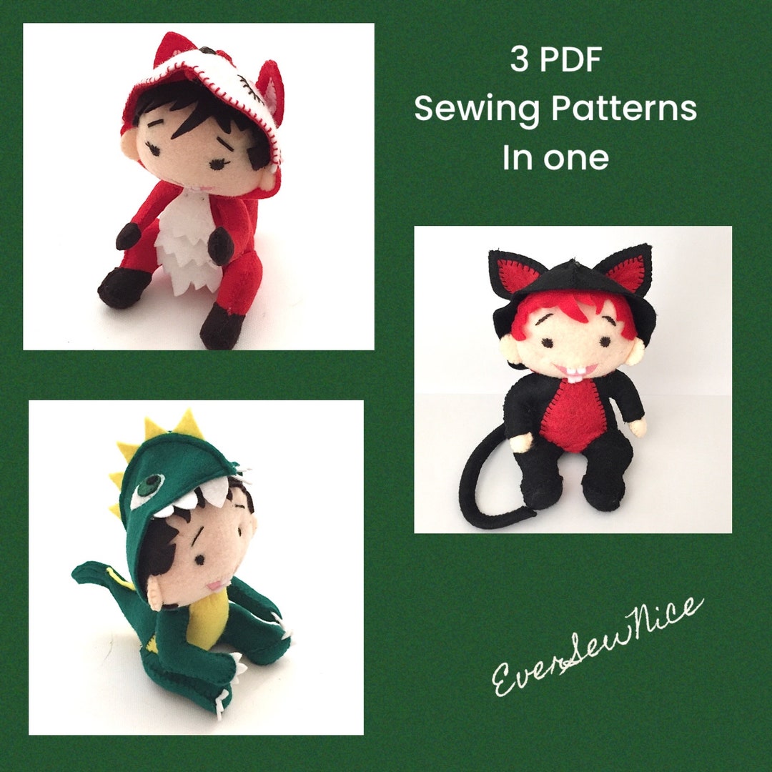 Felt Dolls in Party Costume PDF Sewing Pattern Kitty - Etsy
