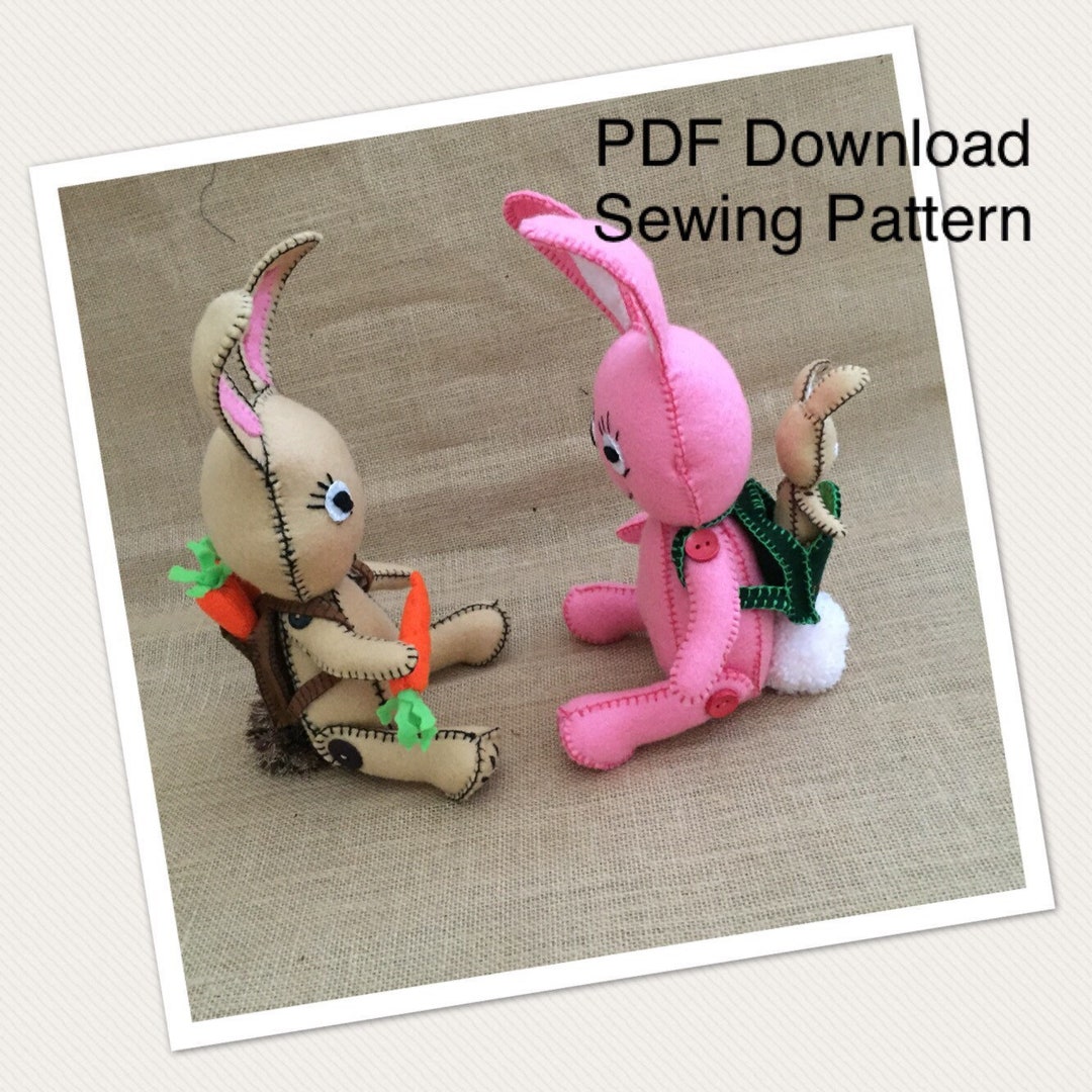 Felt Bunny PDF Sewing Pattern Cute Bunny Toy, Sewing Tutorial ...