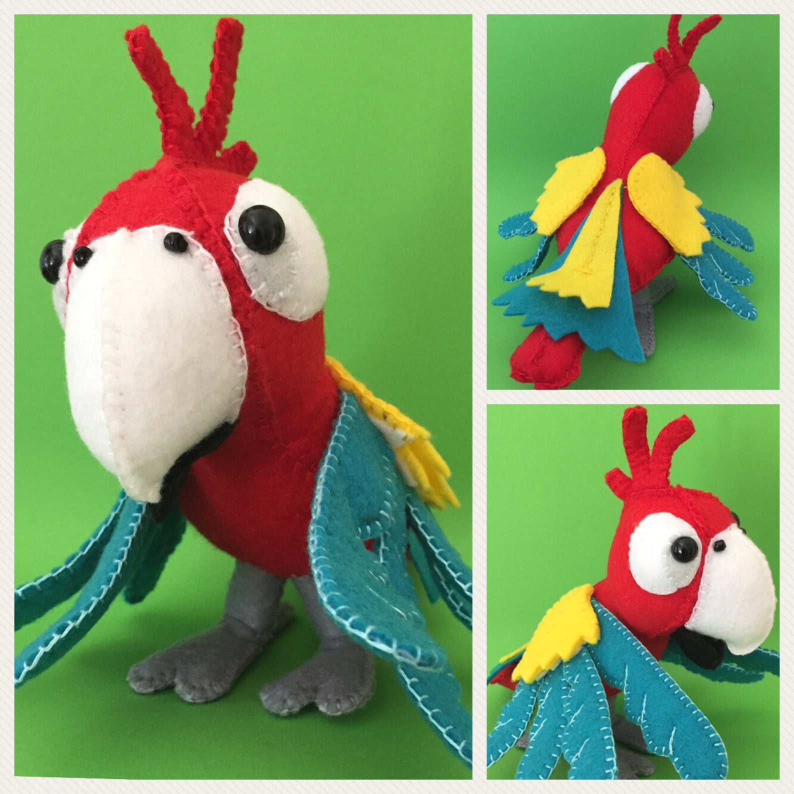 Felt Parrot Sewing Pattern Plushie Felt Parrot Plushie - Etsy