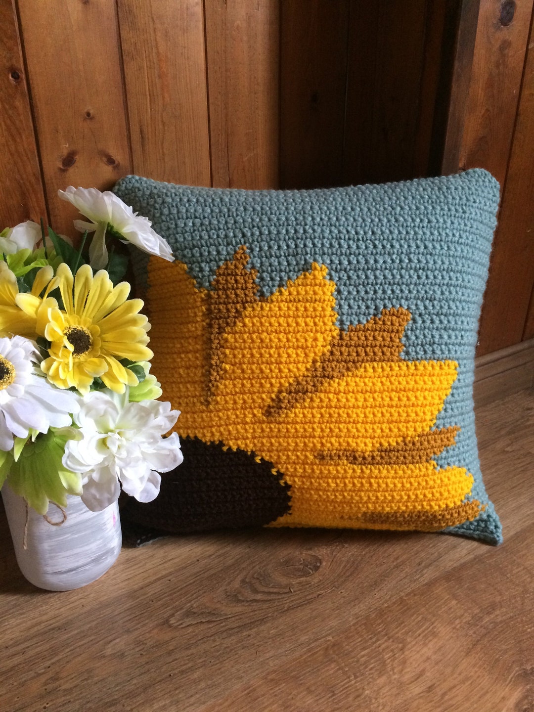 Sunflower Crochet, Fall Crochet, Sunflower Pillow, Sunflower, Spring ...