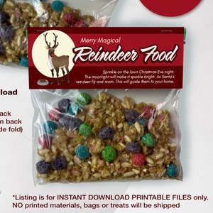 Magic Reindeer Food Bag Topper Label - Instant Download Christmas Tags ...