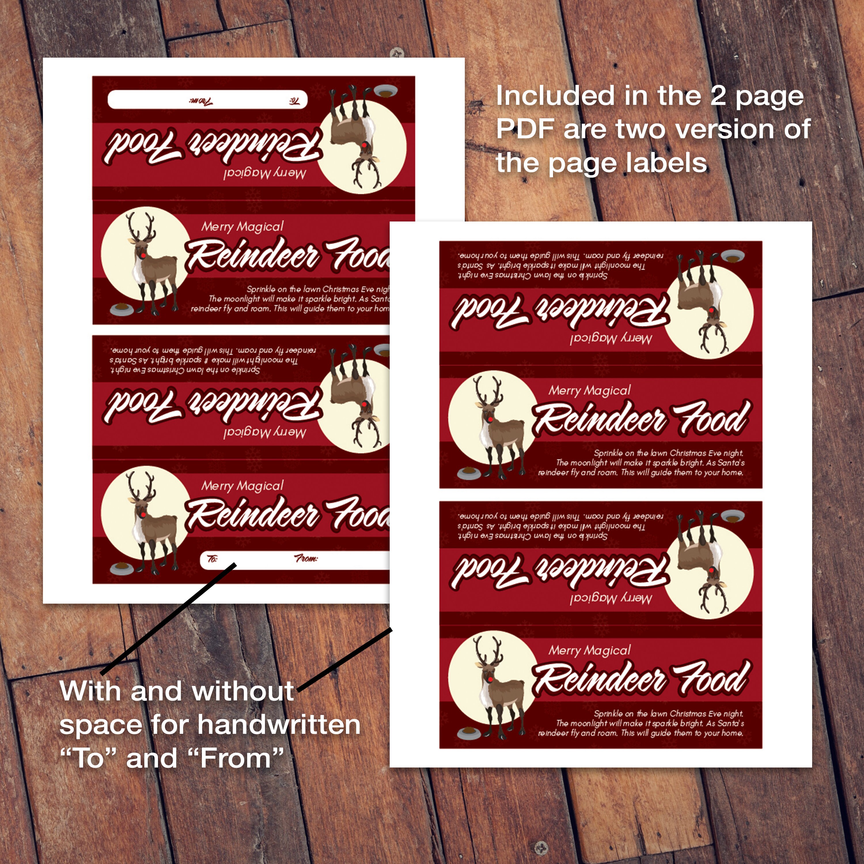 Magic Reindeer Food Bag Topper Label - Instant Download Christmas Tags ...