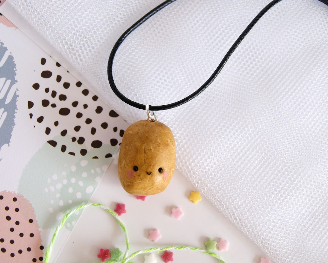 Kawaii Potato Charm Cord Necklace, Cute Potato Necklace, Polymer Clay ...