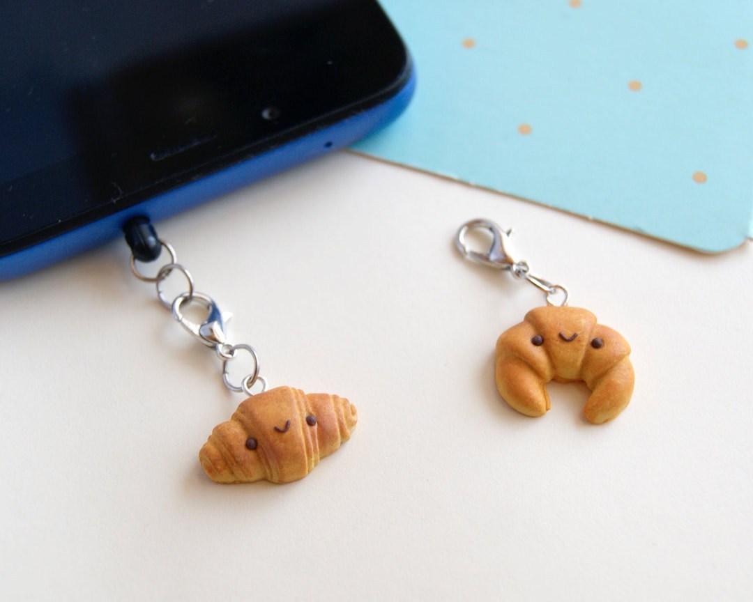 Cute Croissant Phone Plug Charms, Kawaii Food Phone Charm, Switch Plug ...
