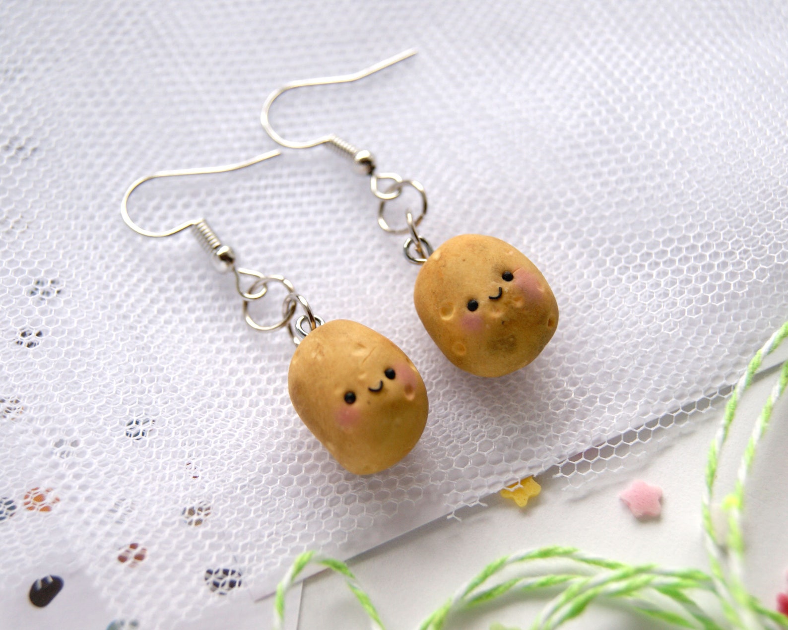 Cute Potato Earrings Kawaii Food Earrings Polymer Clay Cute - Etsy