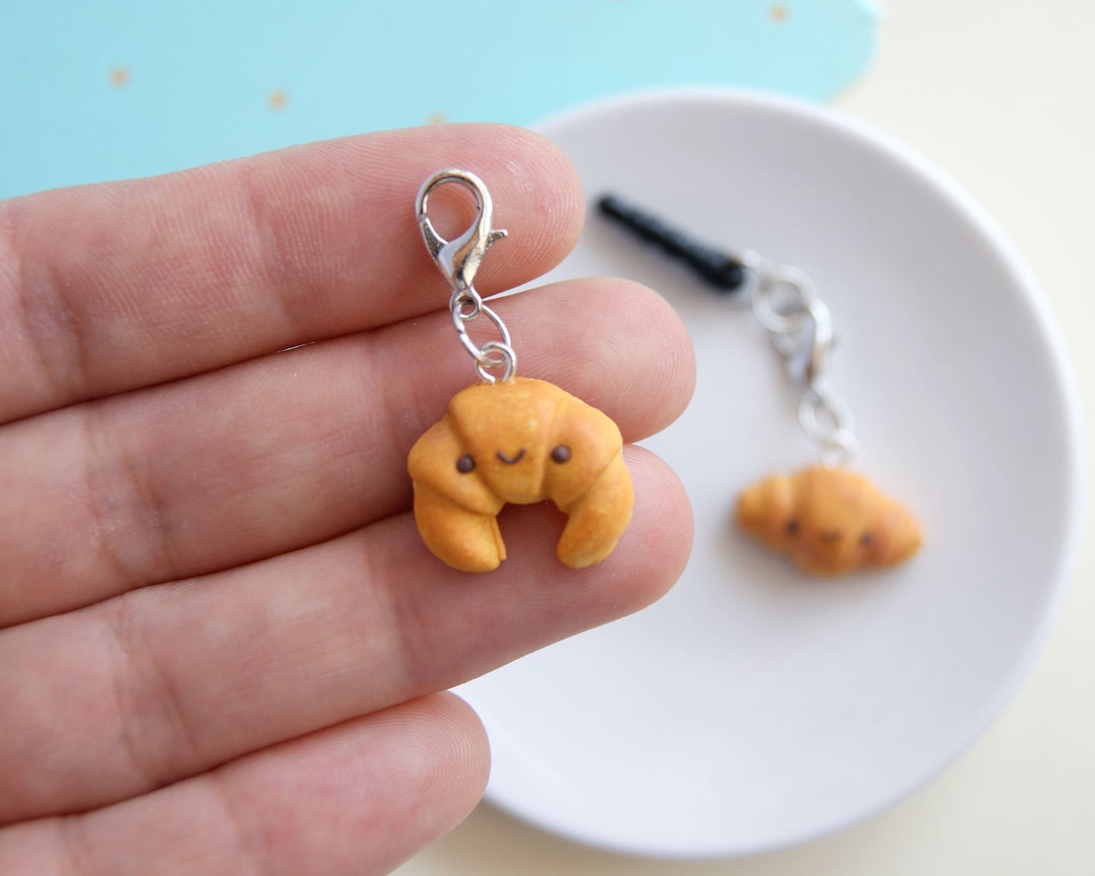 Cute Croissant Phone Plug Charms, Kawaii Food Phone Charm, Switch Plug ...