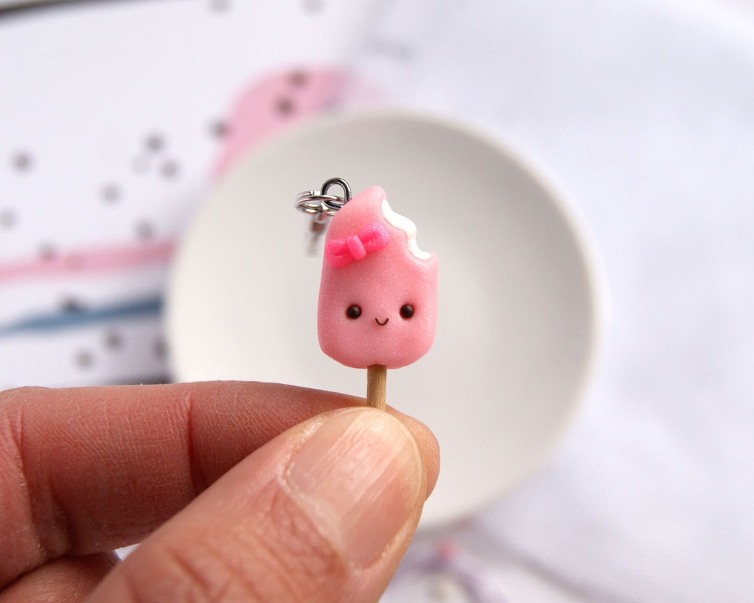 Kawaii Pink Popsicle Charm: Polymer Clay Miniature Food - Etsy