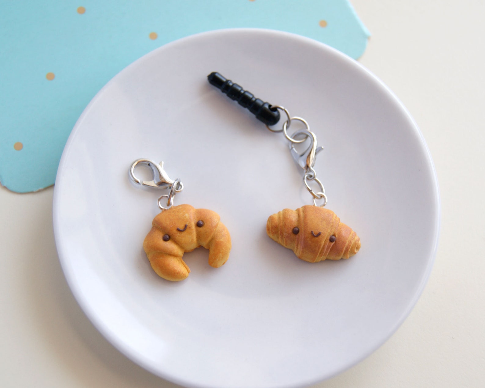 Cute Croissant Phone Plug Charms, Kawaii Food Phone Charm, Switch Plug ...