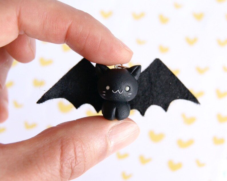 Cute Bat Charm Miniature Bat Kawaii Charm Kawaii Polymer | Etsy
