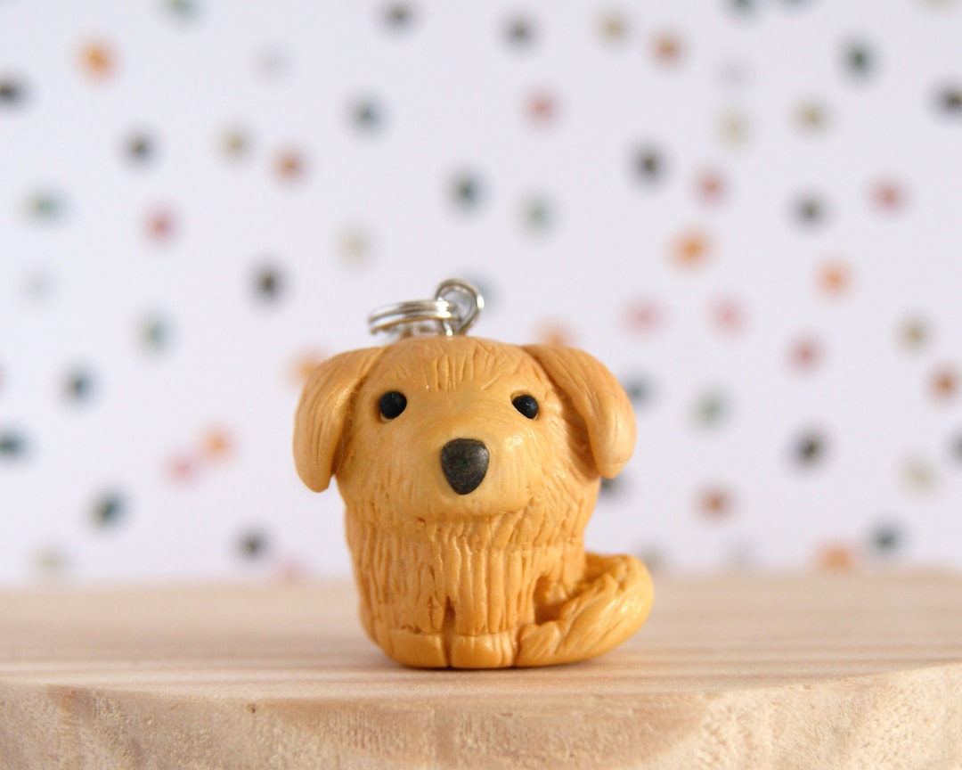 Cute Golden Retriever Clay Charm, Cute Kawaii Dog Charm, Miniature Dog ...