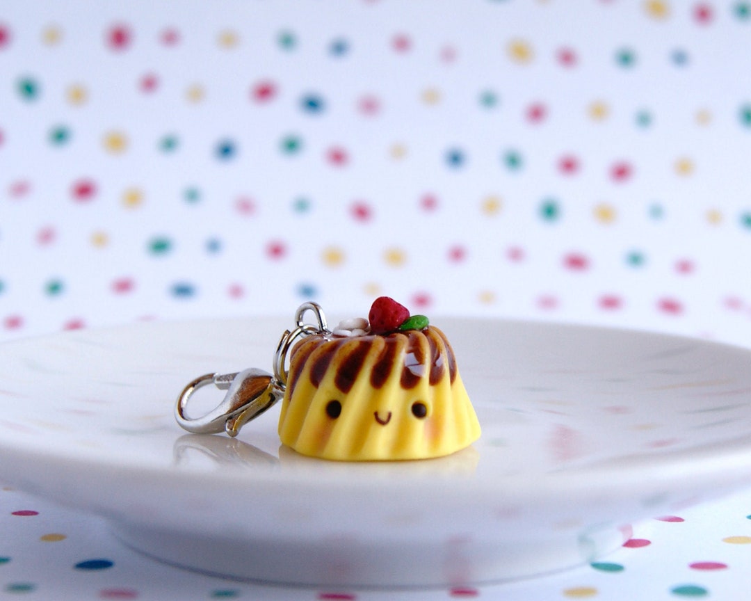 Cute Pudding Charm, Kawaii Jelly Charm, Kawaii Polymer Clay Miniature ...
