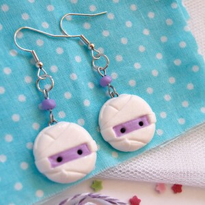 Cute Mummy Monster Earrings, Cute Kawaii Halloween Earrings, Polymer ...