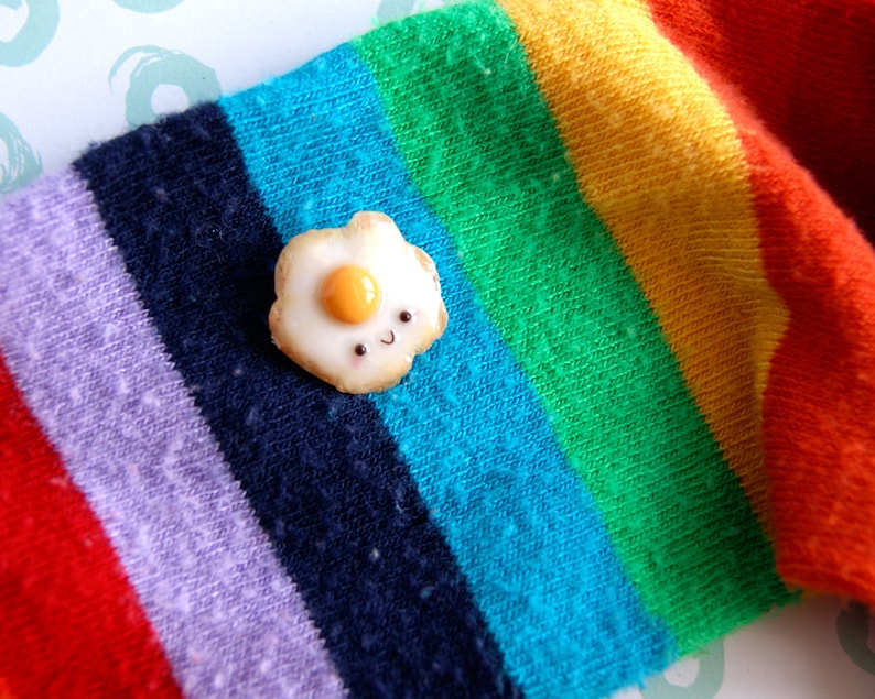 Cute Fried Egg Pin Brooch Kawaii Egg Clay Pin Cute Food | Etsy