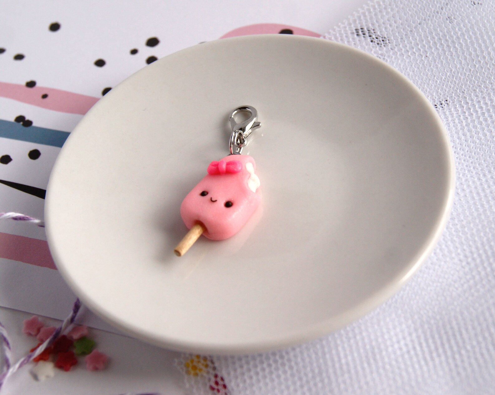 Kawaii Pink Popsicle Charm Polymer Clay Food Charms - Etsy