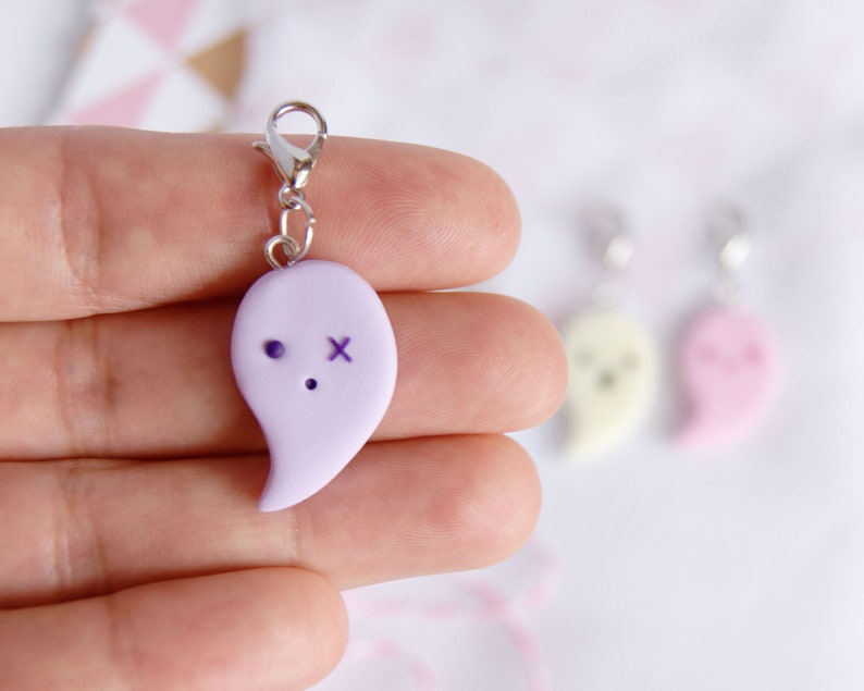 Ghost Stitch Markers, Polymer Clay Knitting Charms, Halloween Set - Etsy