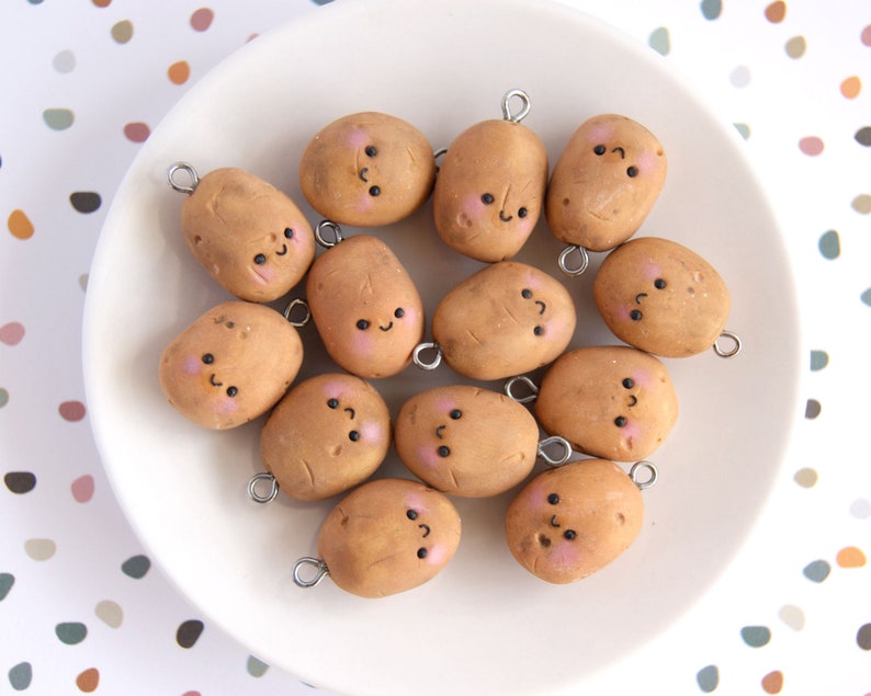 Cute Potato Earrings Kawaii Food Earrings Polymer Clay Cute - Etsy
