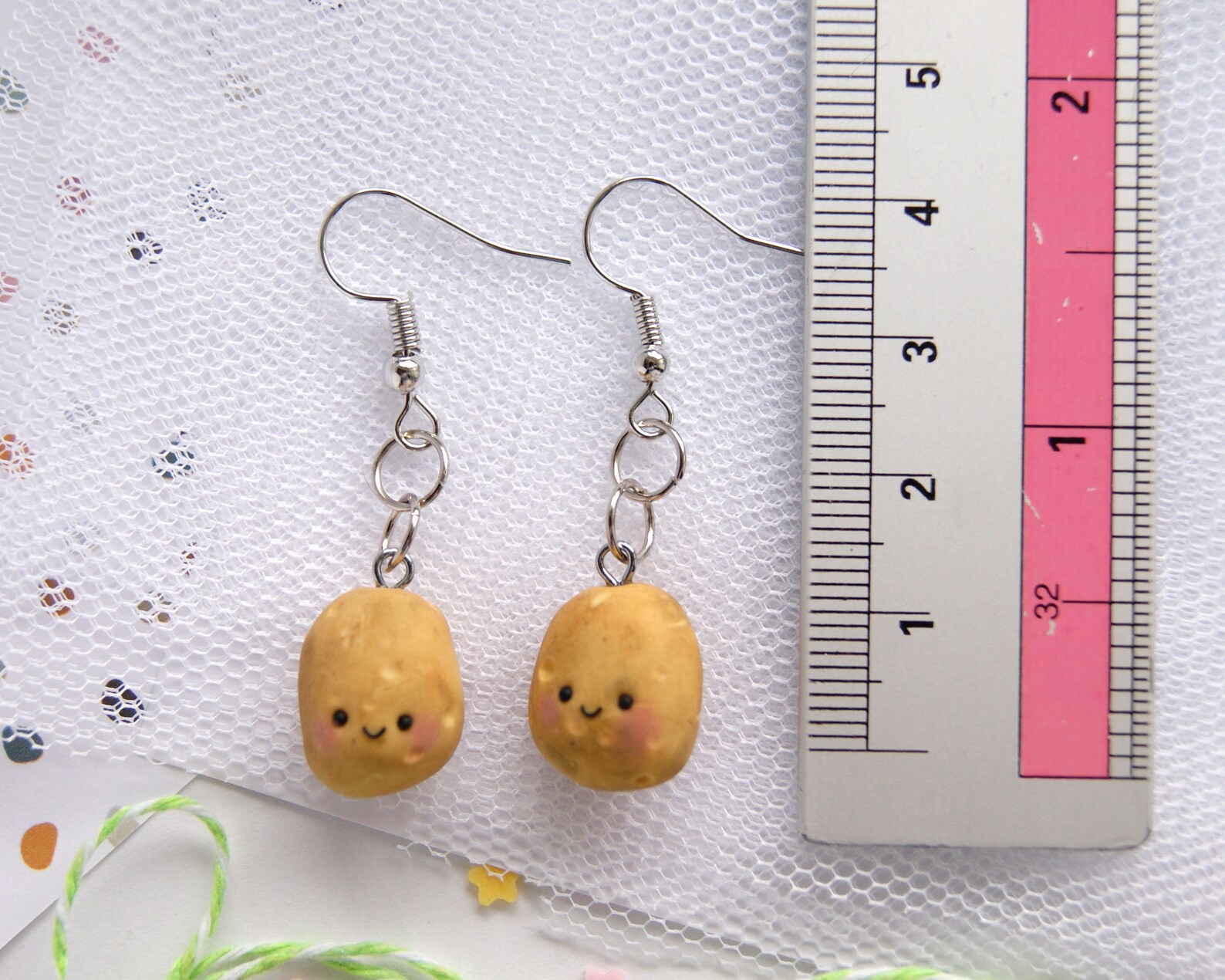 Cute Potato Earrings Kawaii Food Earrings Polymer Clay Cute - Etsy