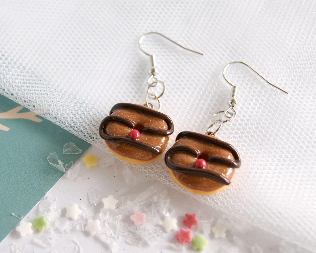Cute Kawaii Reindeer Donut Dangle Earrings, Cute Christmas Earrings ...
