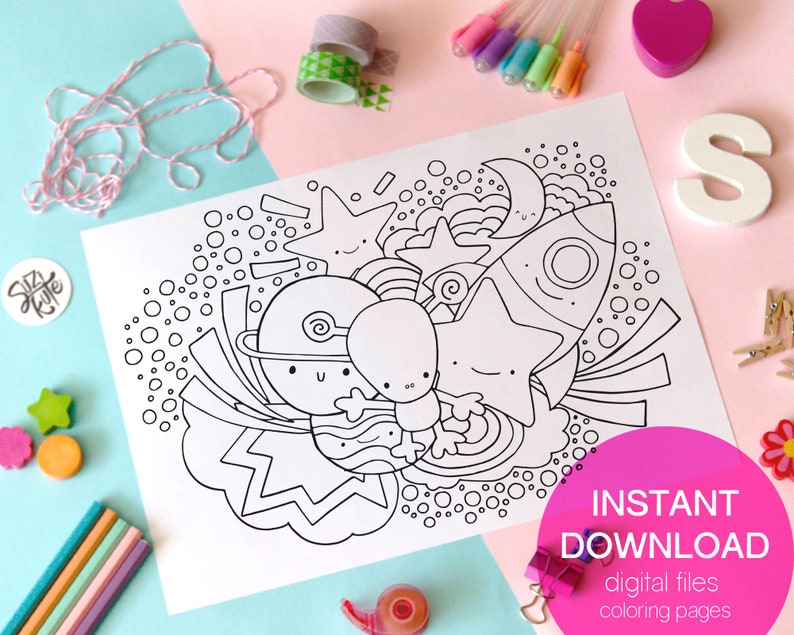 Outer Space Printable Coloring Page, Outer Space Printable Doodle, Cute ...