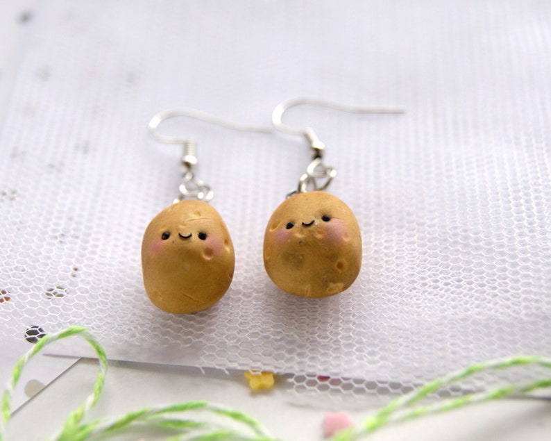 Cute Potato Earrings Kawaii Food Earrings Polymer Clay Cute - Etsy
