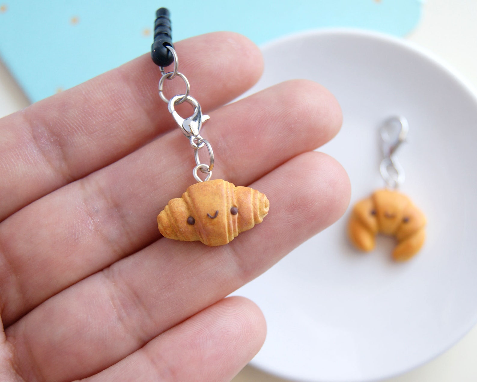 Cute Croissant Phone Plug Charms, Kawaii Food Phone Charm, Switch Plug ...