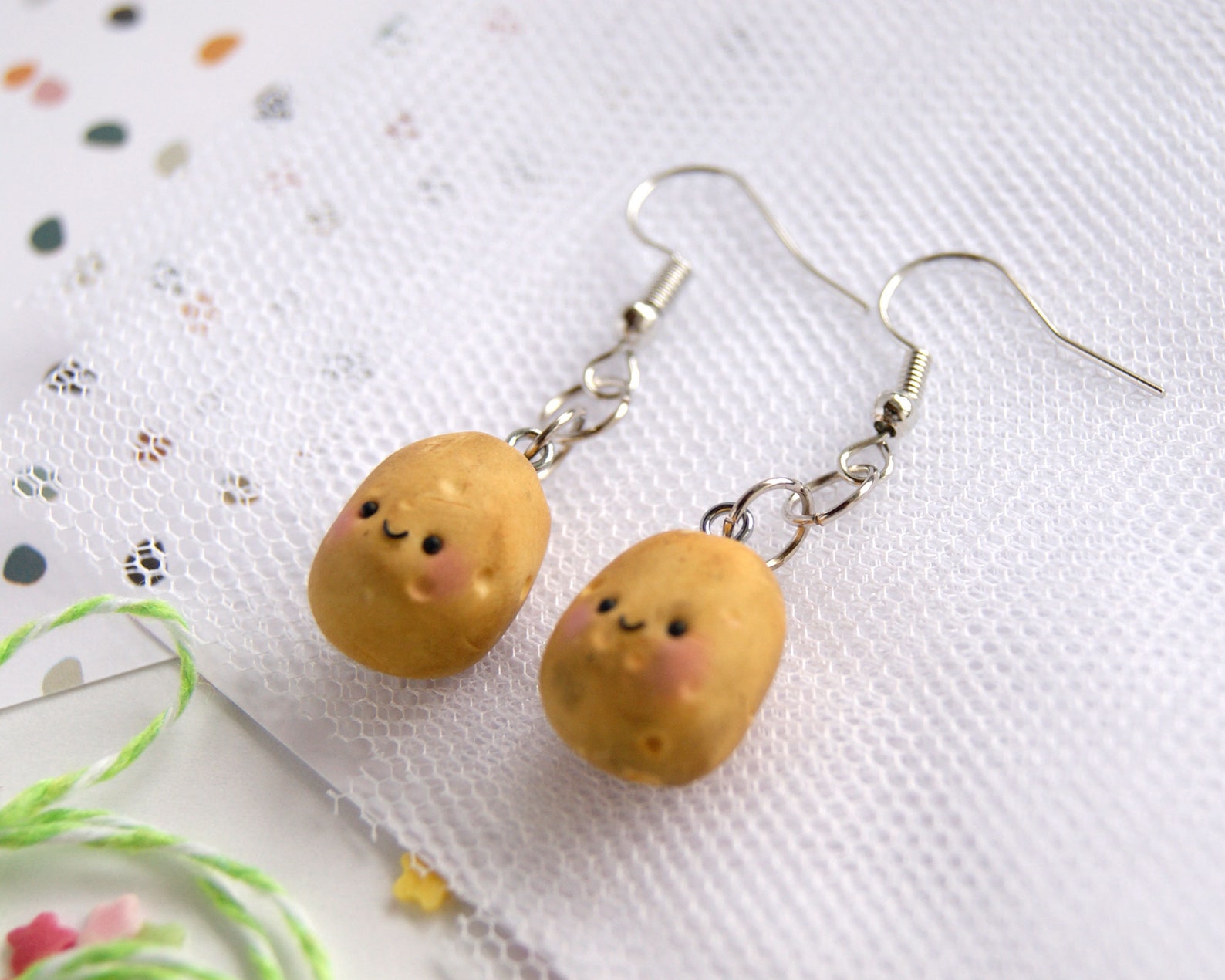 Cute Potato Earrings Kawaii Food Earrings Polymer Clay Cute - Etsy