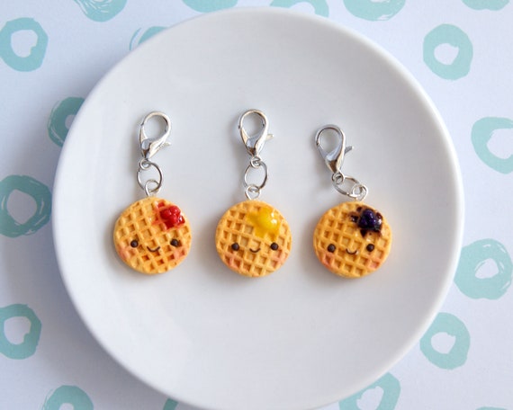 Set of 3 Cute Waffle Charms Kawaii Polymer Clay Food Charms | Etsy