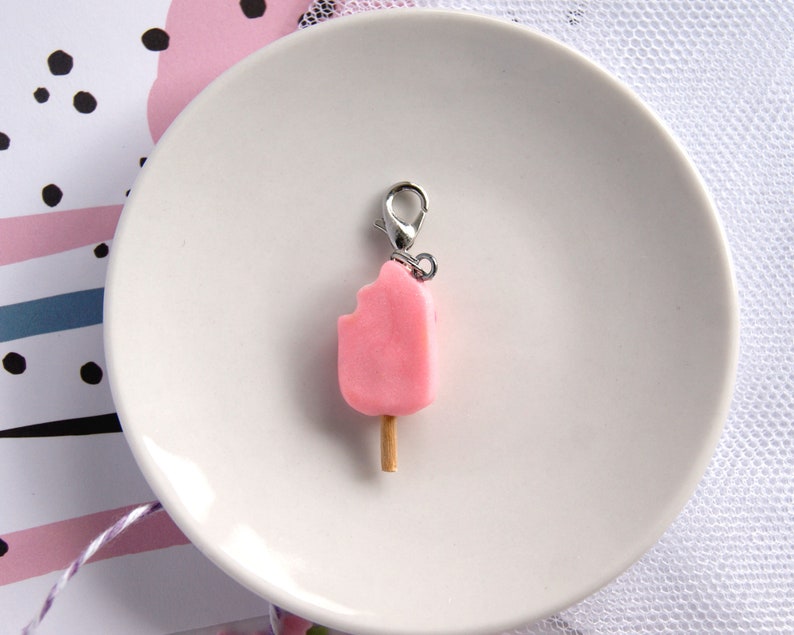 Kawaii Pink Popsicle Charm Polymer Clay Food Charms - Etsy