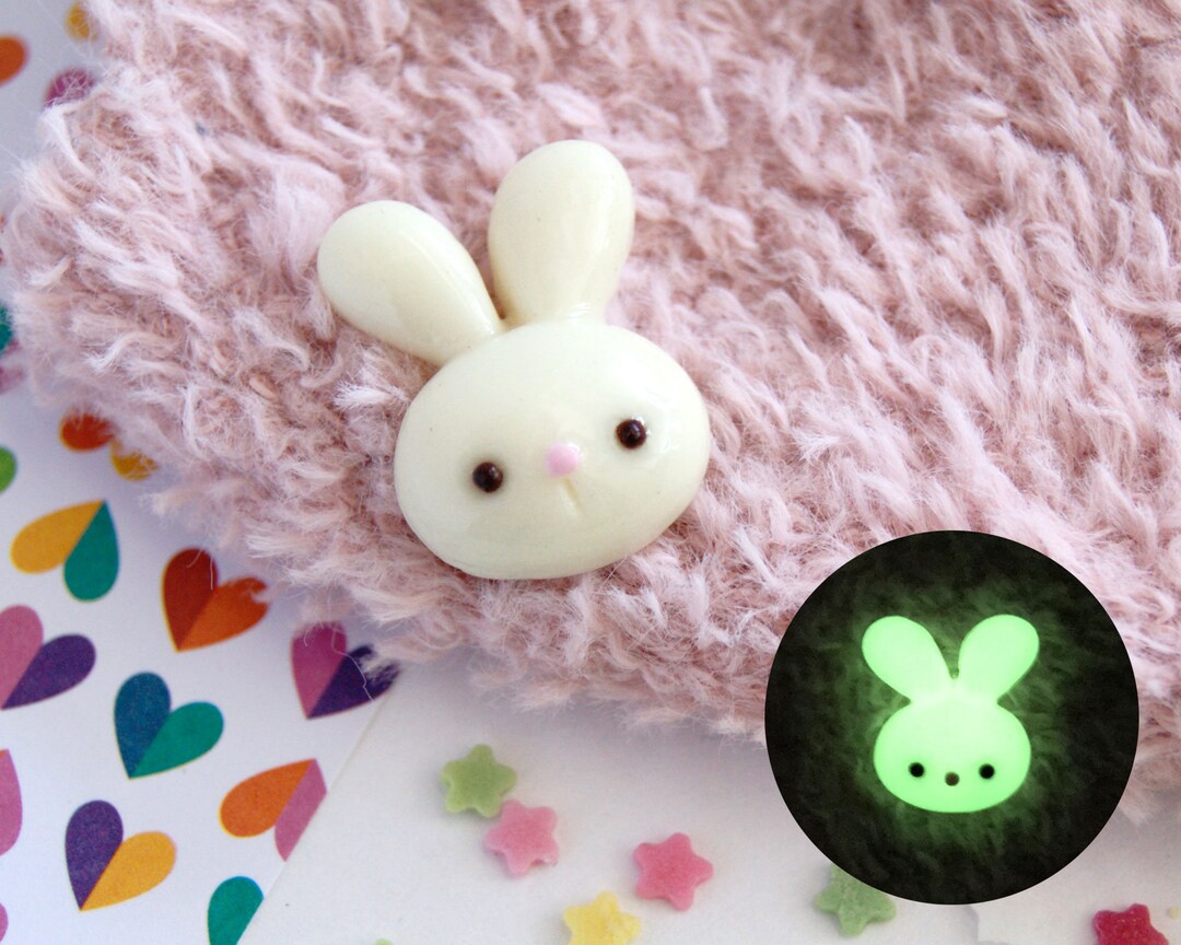 Cute Bunny Pin Brooch, Kawaii Bunny Clay Pin, Cute Bunny Glow in the ...