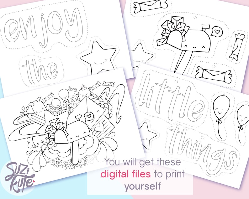 Cute Printable Coloring Page Cute Coloring Sheet Printable | Etsy