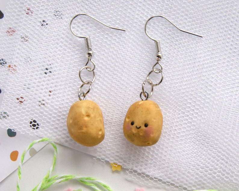 Cute Potato Earrings Kawaii Food Earrings Polymer Clay Cute - Etsy