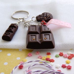 Cute Fake Chocolate Keychain, Kawaii Chocolate Keyring, Cute Clay Food ...