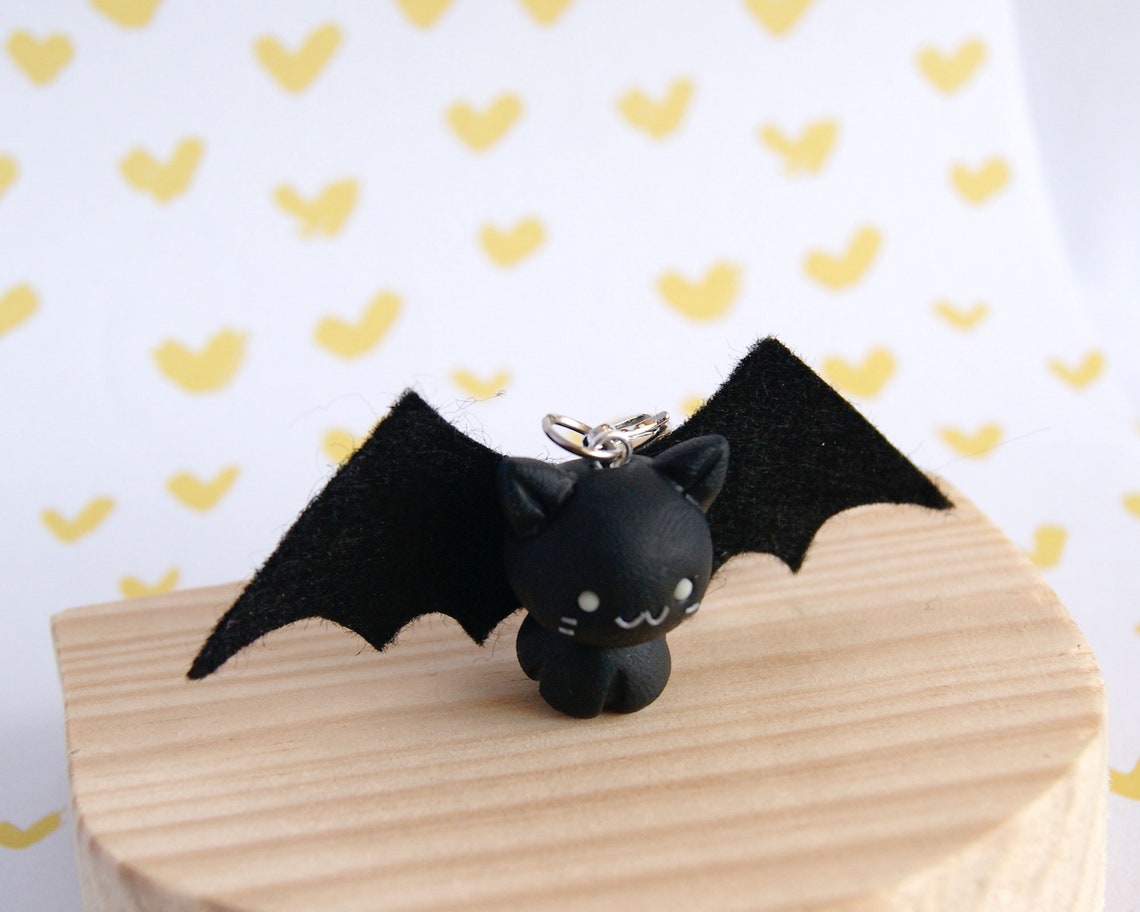 Cute bat charm miniature bat kawaii charm kawaii polymer | Etsy