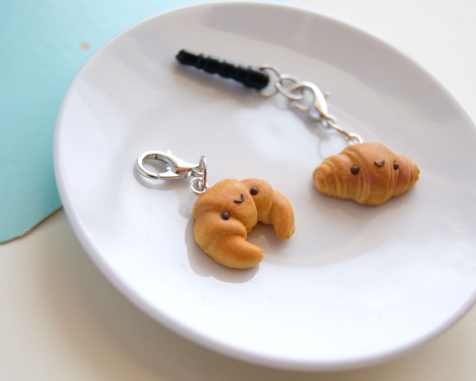 Cute Croissant Phone Plug Charms, Kawaii Food Phone Charm, Switch Plug ...
